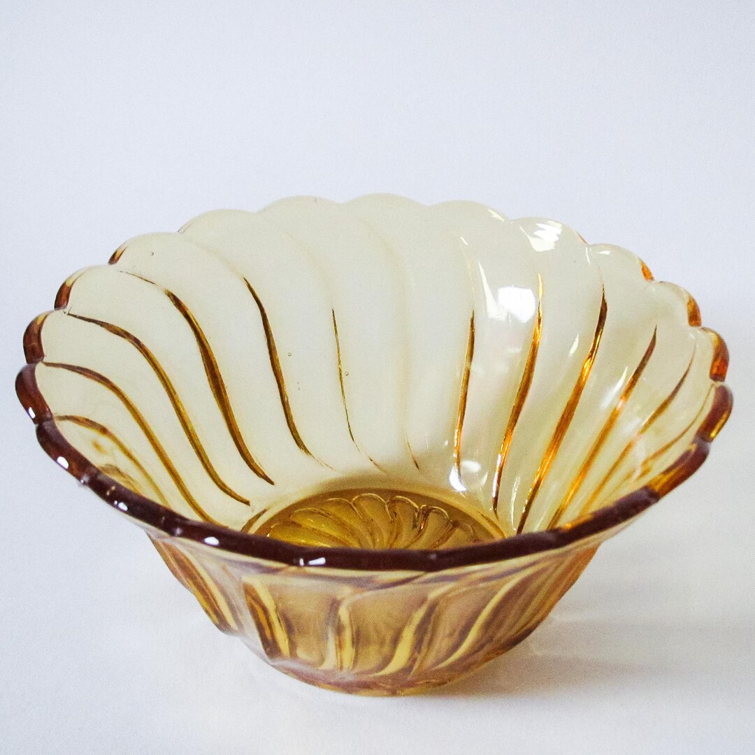Amber Glass Bowl, Bagley Glass Carnival Pattern Design No. 3141 ...