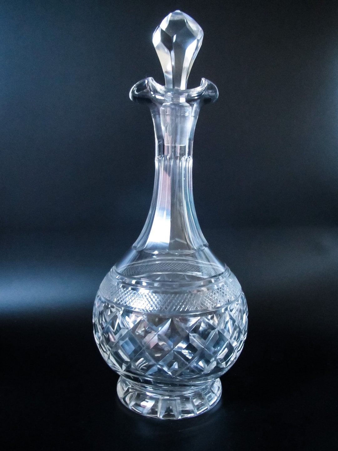 Antique Decanter, Globe and Shaft Style With Hand Cut Diamond Pattern ...