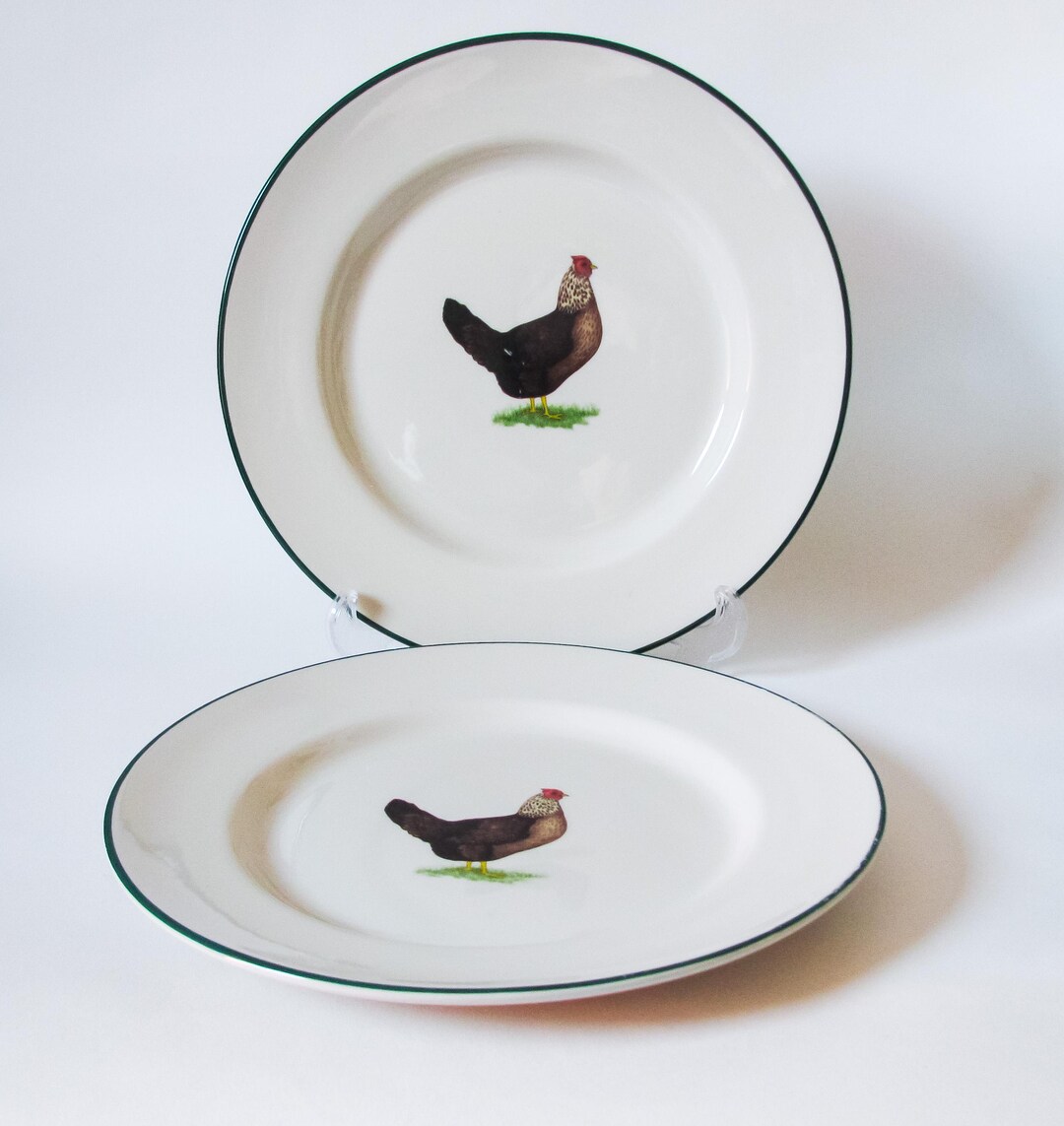 Set of 2 Dinner Plates by T.G. Green Cloverleaf, Farm Animals, Chickens ...