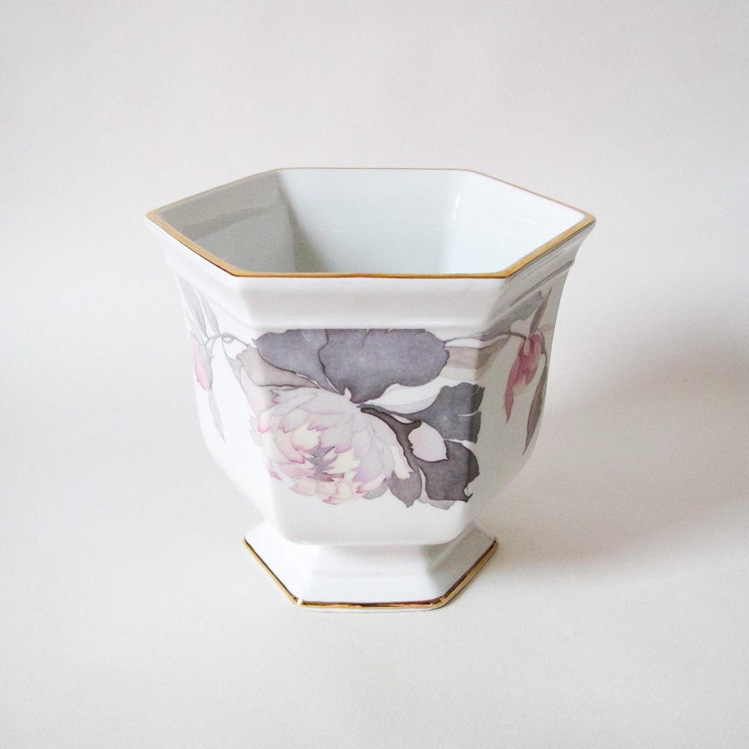 Royal Winton Pottery Planter, Hexagonal Shape, Peony Flowers Pattern ...