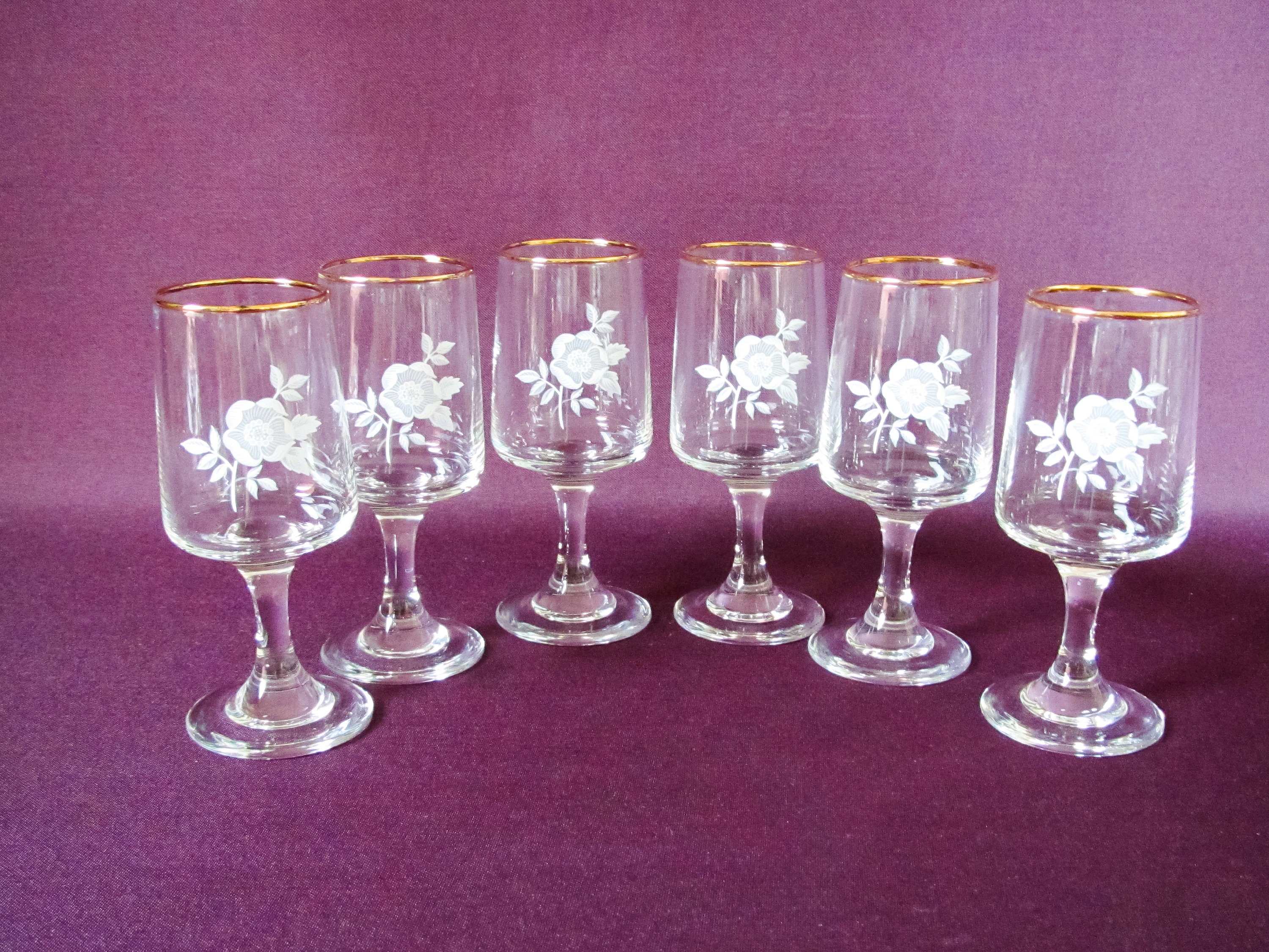 Set Of 6 Vintage Sherry Glasses By Dema Gold Rim And White Etsy