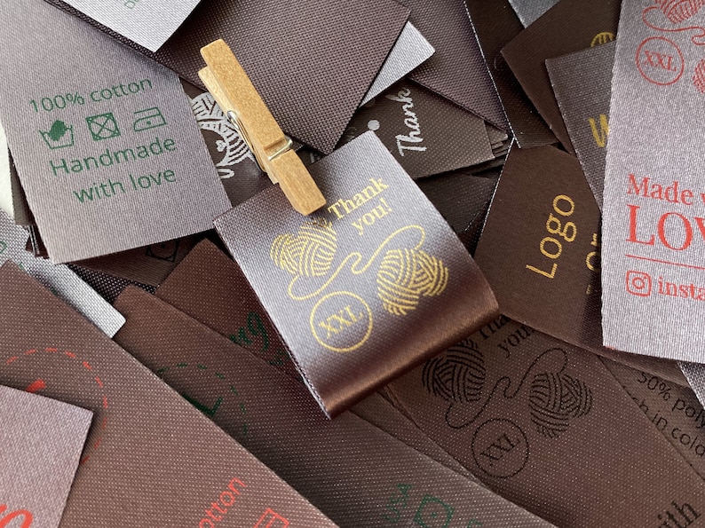 Custom Color Satin Woven Clothing Labels: Gold, White, Red Inks - Etsy