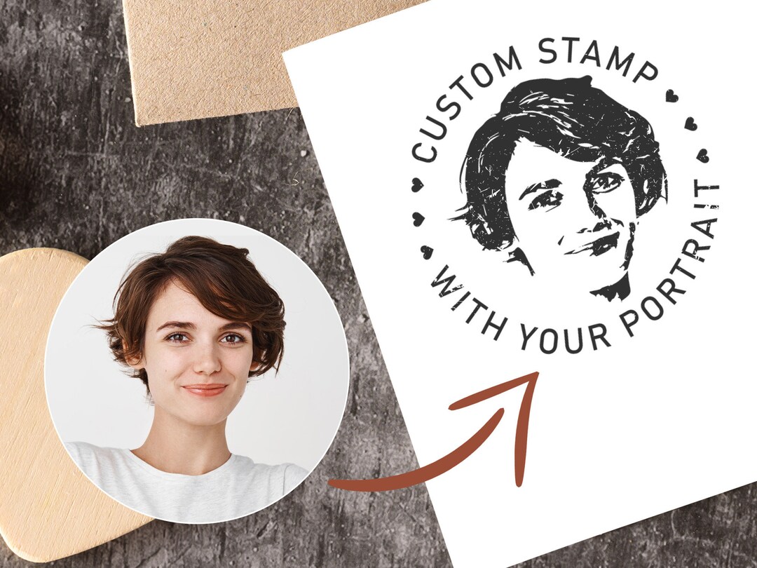 Portrait Stamp From Your Photo - 5 Ink Color - Ink-self or Handle Stamp ...