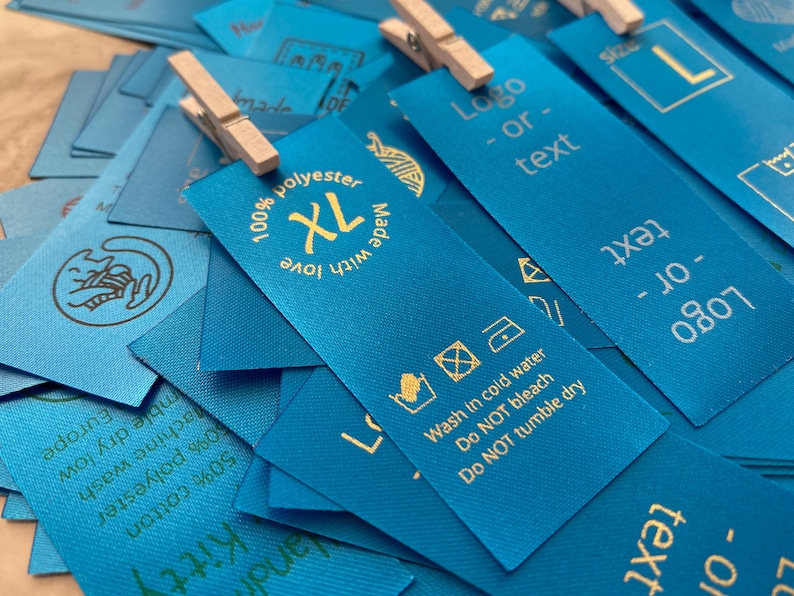 Custom Color Satin Woven Clothing Labels: Gold, White, Red Inks - Etsy