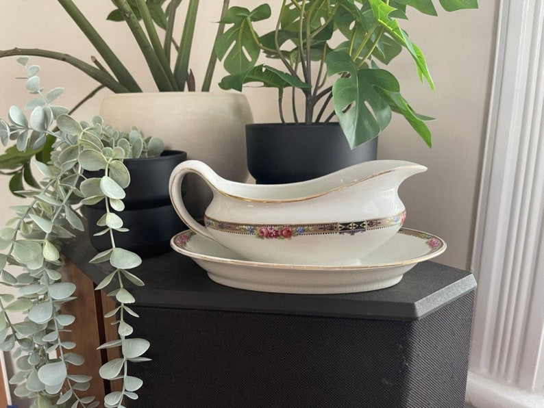 RARE Antique Myott Son & Co. marie 1443 Gravy Boat and Underplate Fine ...