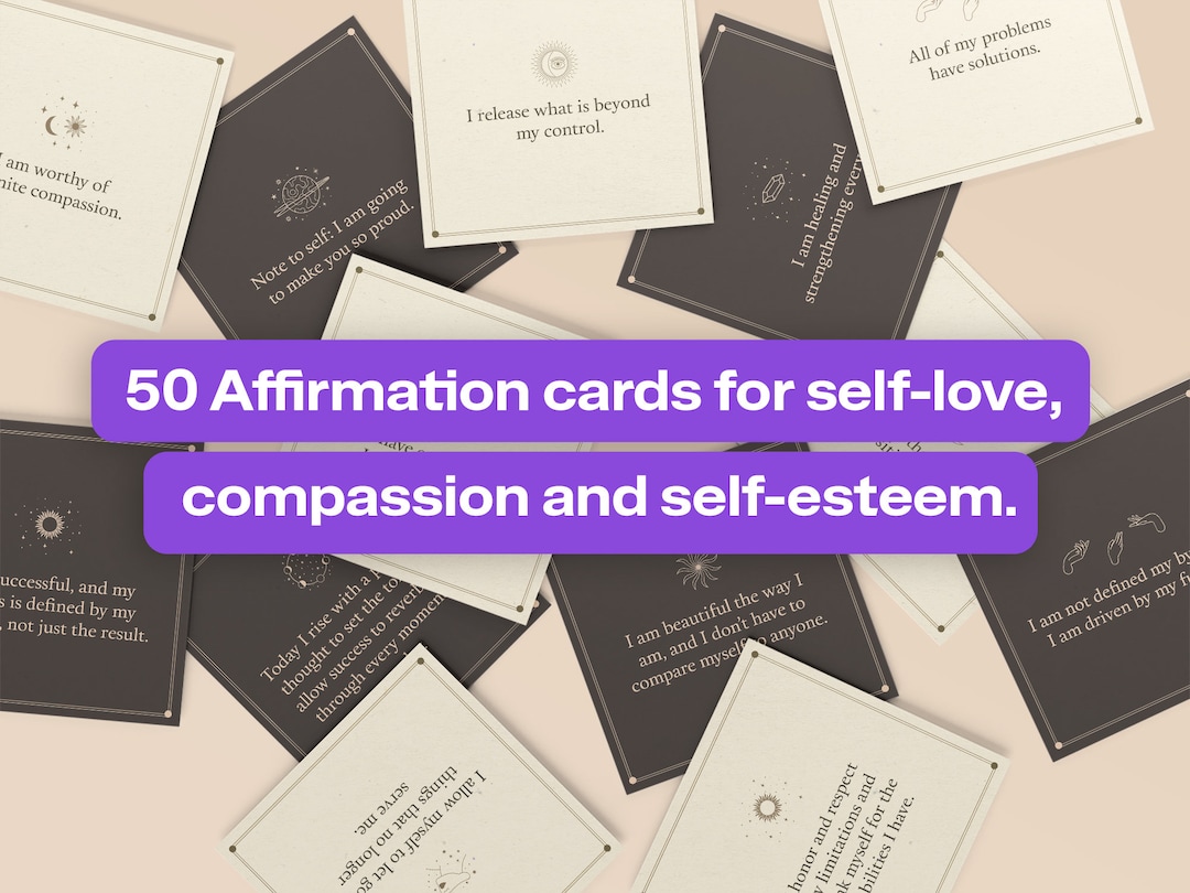 50 Positive Affirmations Card Deck, Daily Affirmation Cards Digital ...