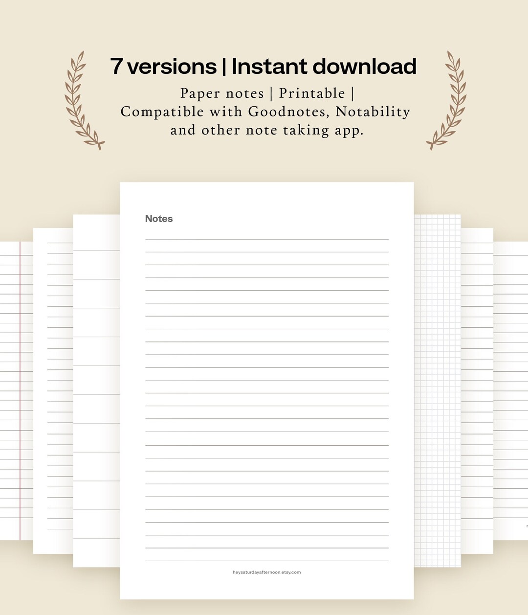 Printable Lined Pages, Lined Notes Template, Note Taking, Writing Paper ...