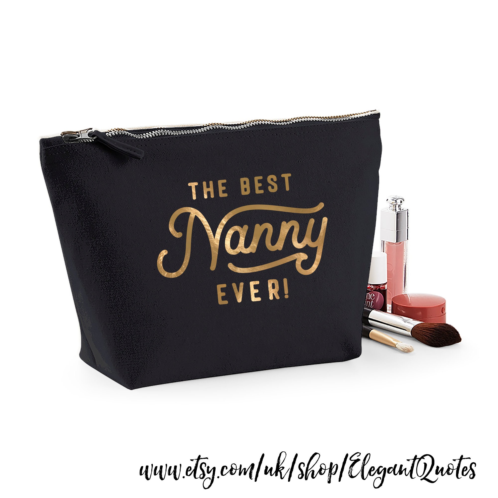 Gift for Nanny Makeup Bag Canvas Accessory Bag With Gold - Etsy