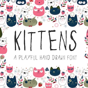 Font "kittens", Hand Drawn Font, Handwritten Font, Kids Hand Writing ...