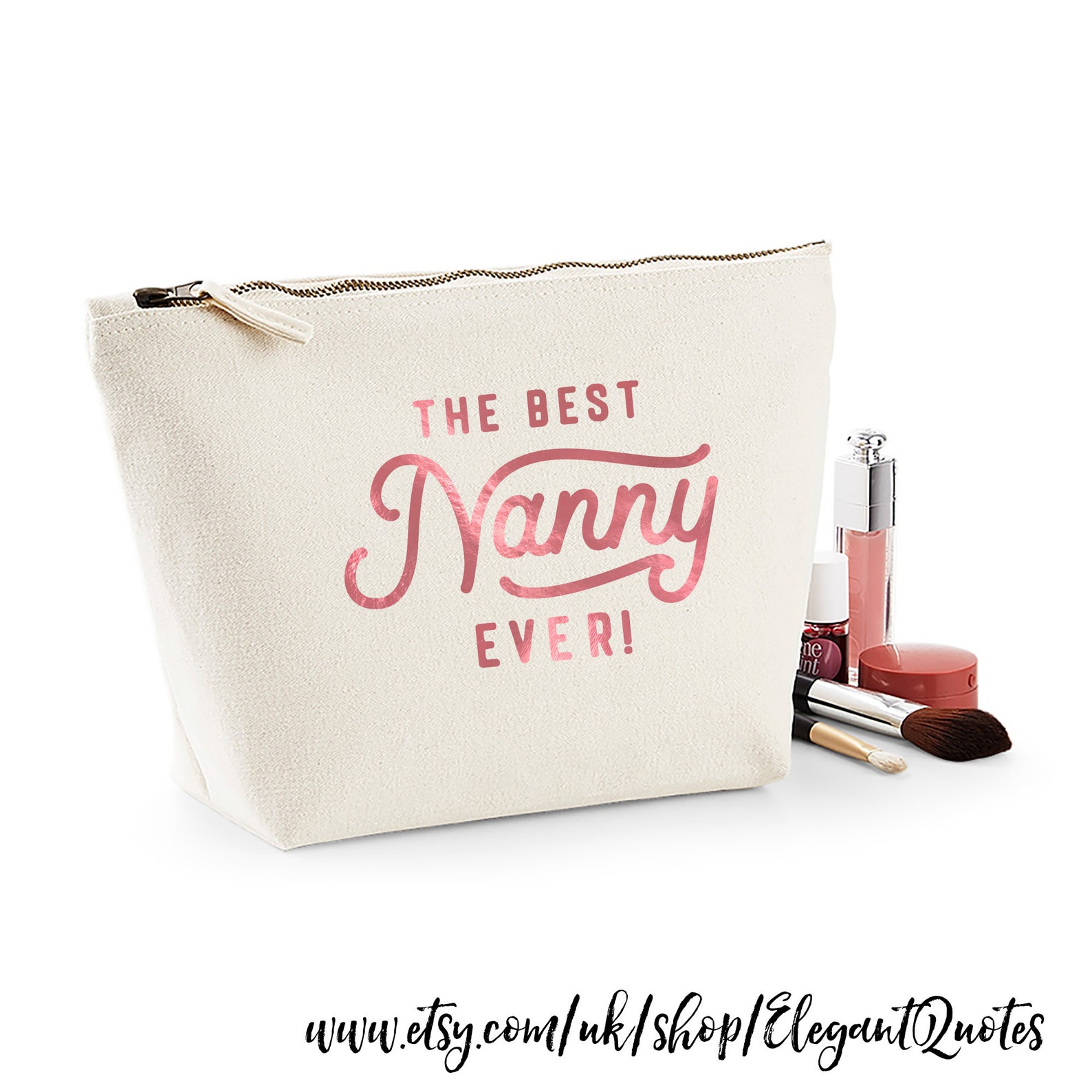Gift for Nanny Makeup Bag Canvas Accessory Bag With Gold - Etsy