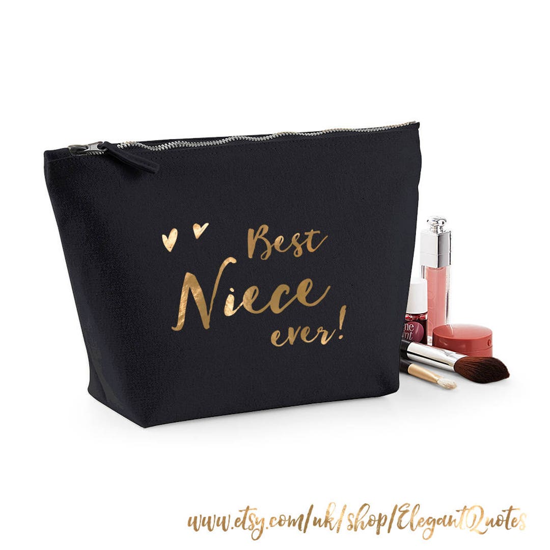 Best Niece Ever Makeup Bag: Cotton Canvas Cosmetic Travel Pouch With ...