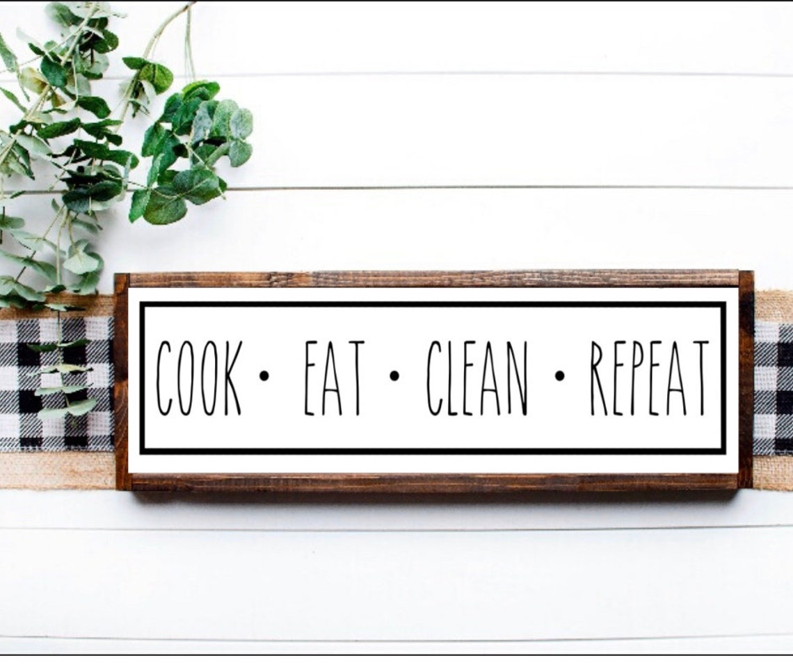 Kitchen Sign // Cook Eat Clean Repeat // Farmhouse Kitchen - Etsy Canada