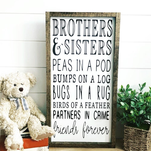 Siblings Sign Kids Shared Room Decor Sisters Sign Brothers - Etsy