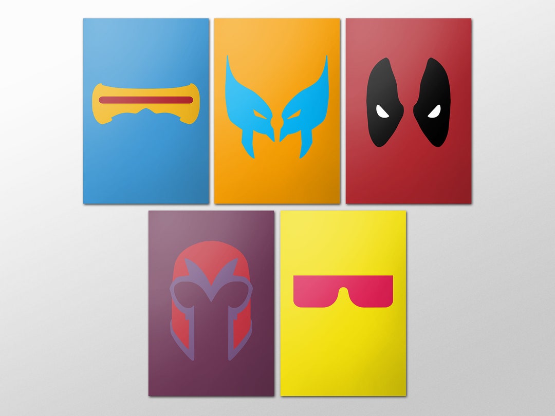 X-men Postcard Art Print Pack Set of Qty. 5 Cyclops, Wolverine ...