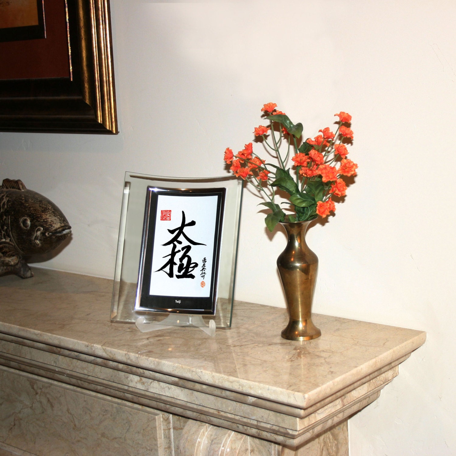 Taiji tai Chi: Calligraphy Art in Curved Glass Frame - Etsy