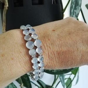 Antique Moonstones Bracelet in Graduated Double Row Design in Silver ...