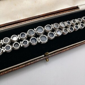 Antique Moonstones Bracelet in Graduated Double Row Design in Silver ...