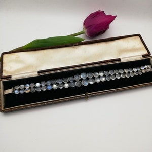 Antique Moonstones Bracelet in Graduated Double Row Design in Silver ...