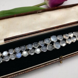 Antique Moonstones Bracelet in Graduated Double Row Design in Silver ...