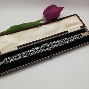 Antique Moonstones Bracelet in Graduated Double Row Design in Silver ...