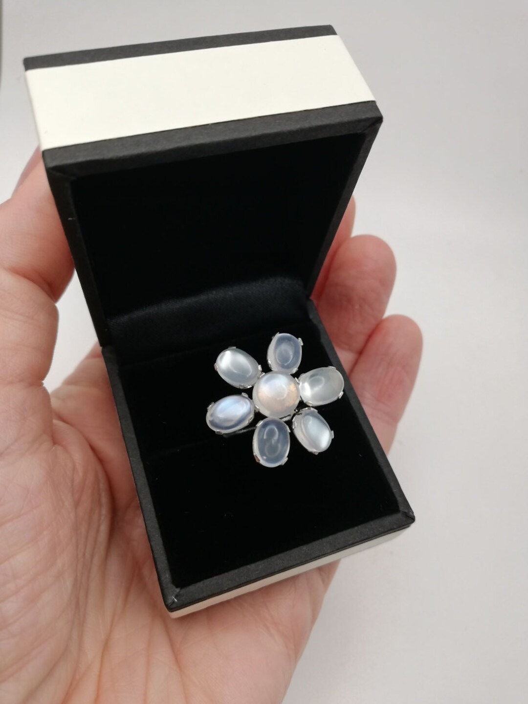 Antique Moonstone Cluster in Ring Conversion in Silver -beautiful! UK ...