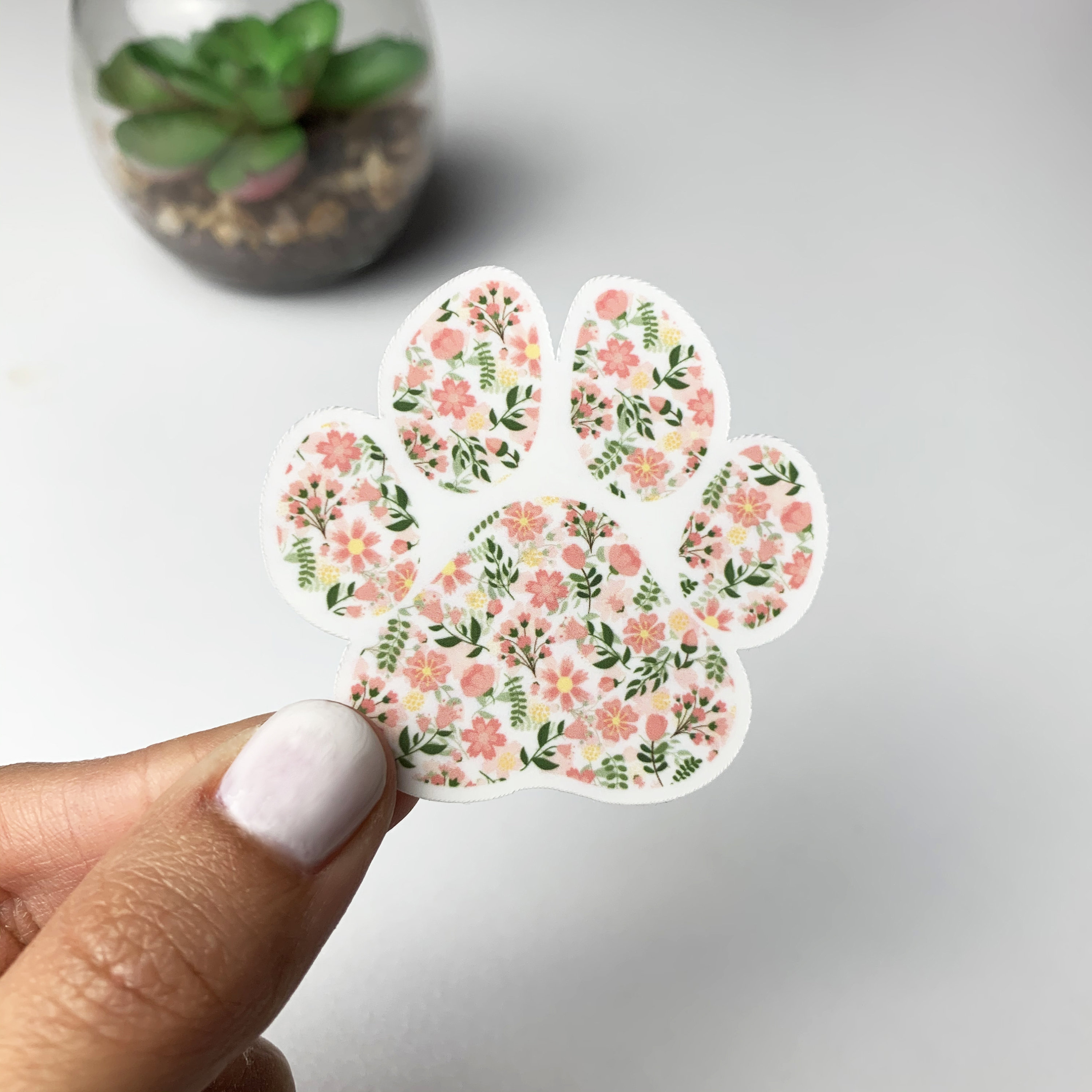 Paw Print Sticker Weatherproof Sticker Paw Print Floral - Etsy