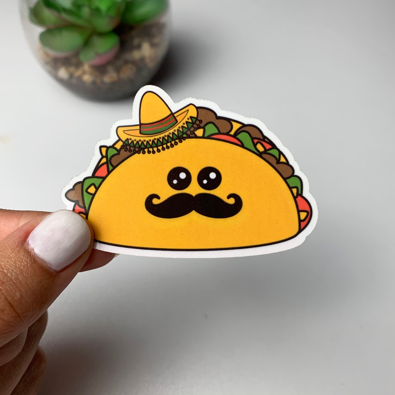 Taco Sticker Tacos Sticker Taco With Mustache Sombrero Sticker ...