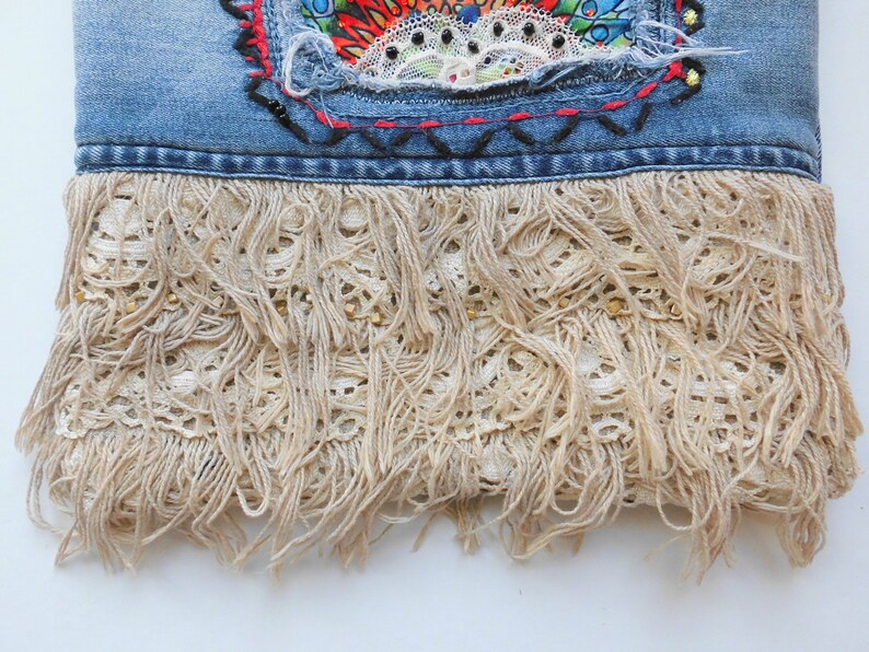 Bag With Long Handle in Beige and Blue / Boho Style - Etsy