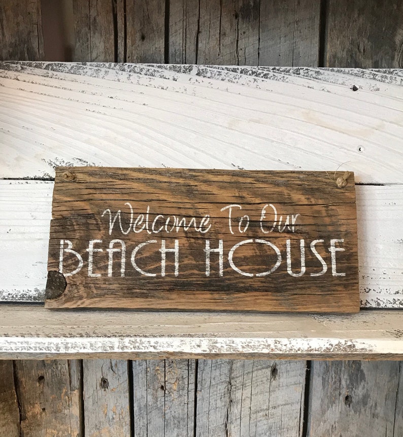 Welcome to Our Beach House Sign Barn Wood Sign Coastal - Etsy