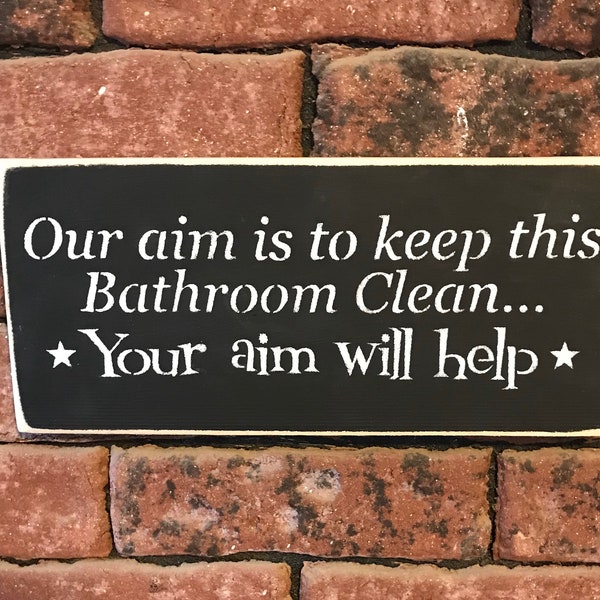 Aim for the Toilet Sign - Etsy