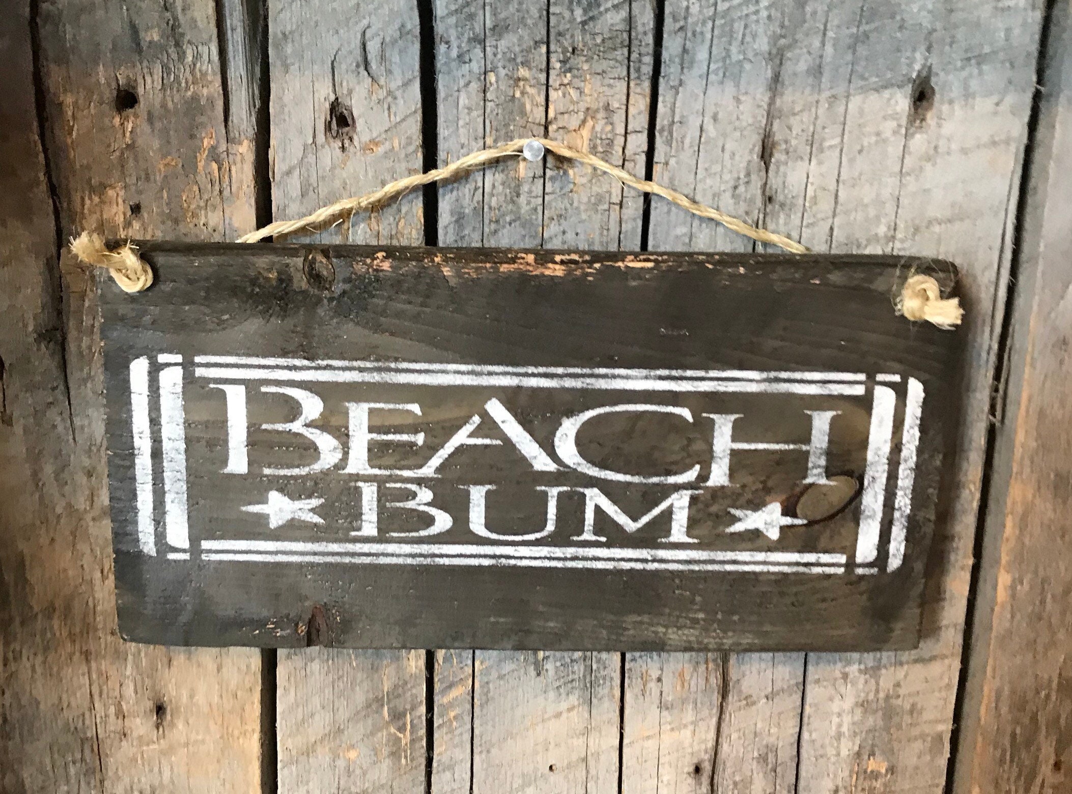 Beach Bum Sign Beach Wall Art Barn Wood Sign Beach Bum | Etsy