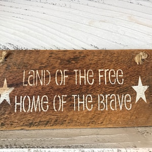 Land of the Free Home of the Brave Sign Veterans Day Gift - Etsy