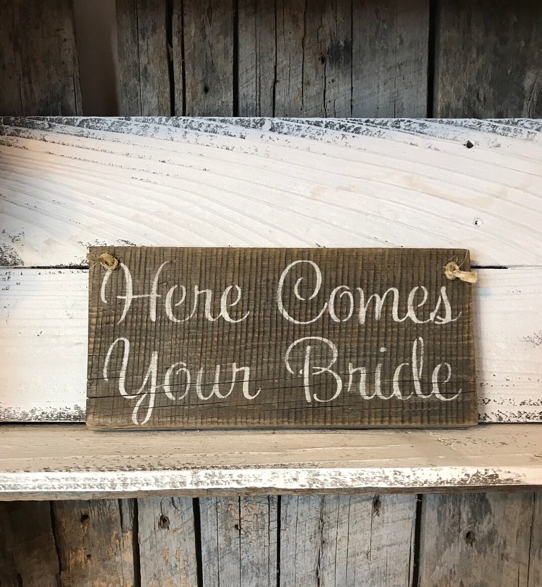 Here Comes Your Bride Sign Wedding Wall Art Wedding Sign Ceremony Wall ...