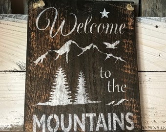 Welcome to the Mountain Sign - Etsy