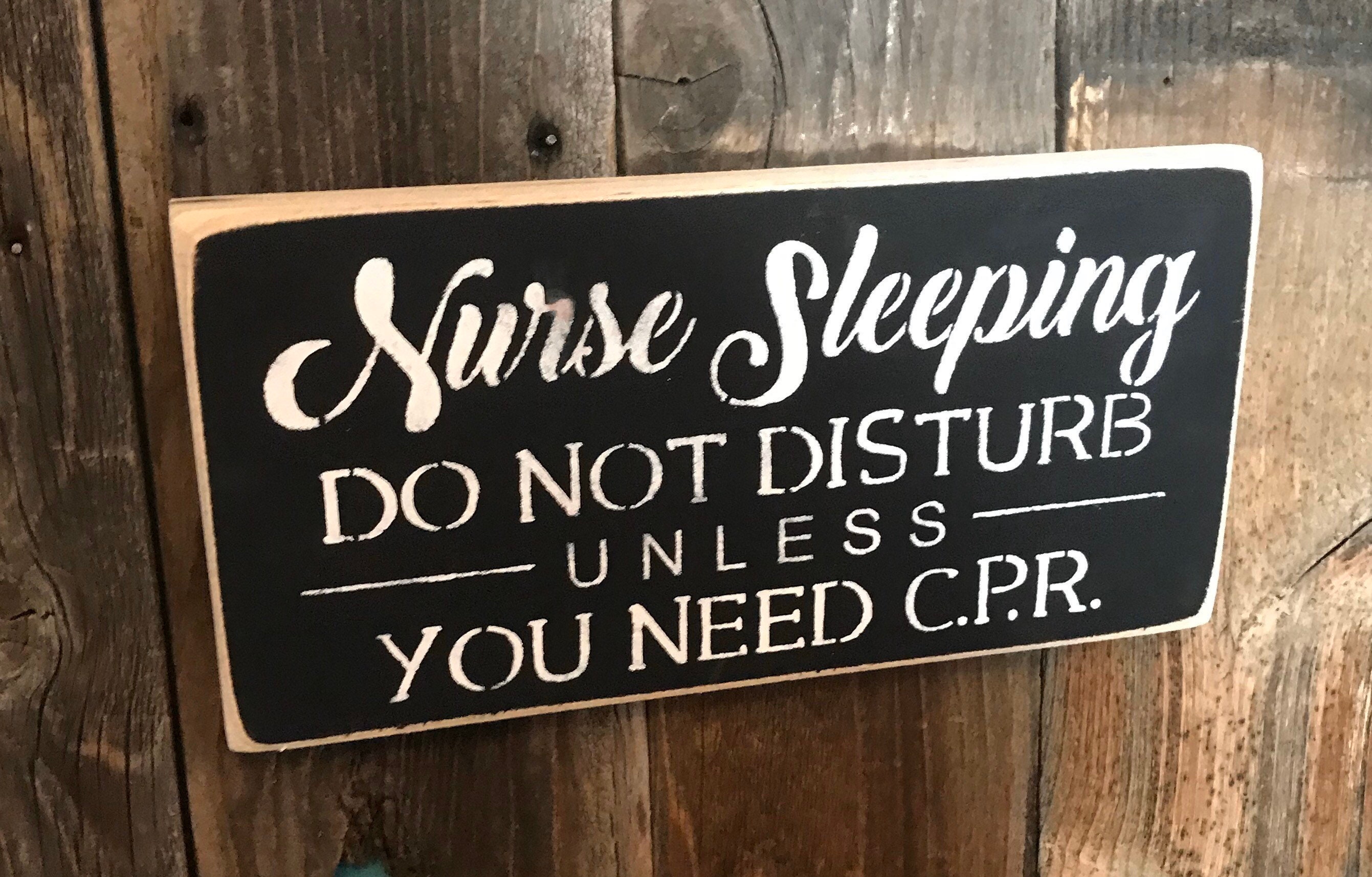 Nurse Sleeping Sign Funny Nursing Student Gift Nurse Wall | Etsy