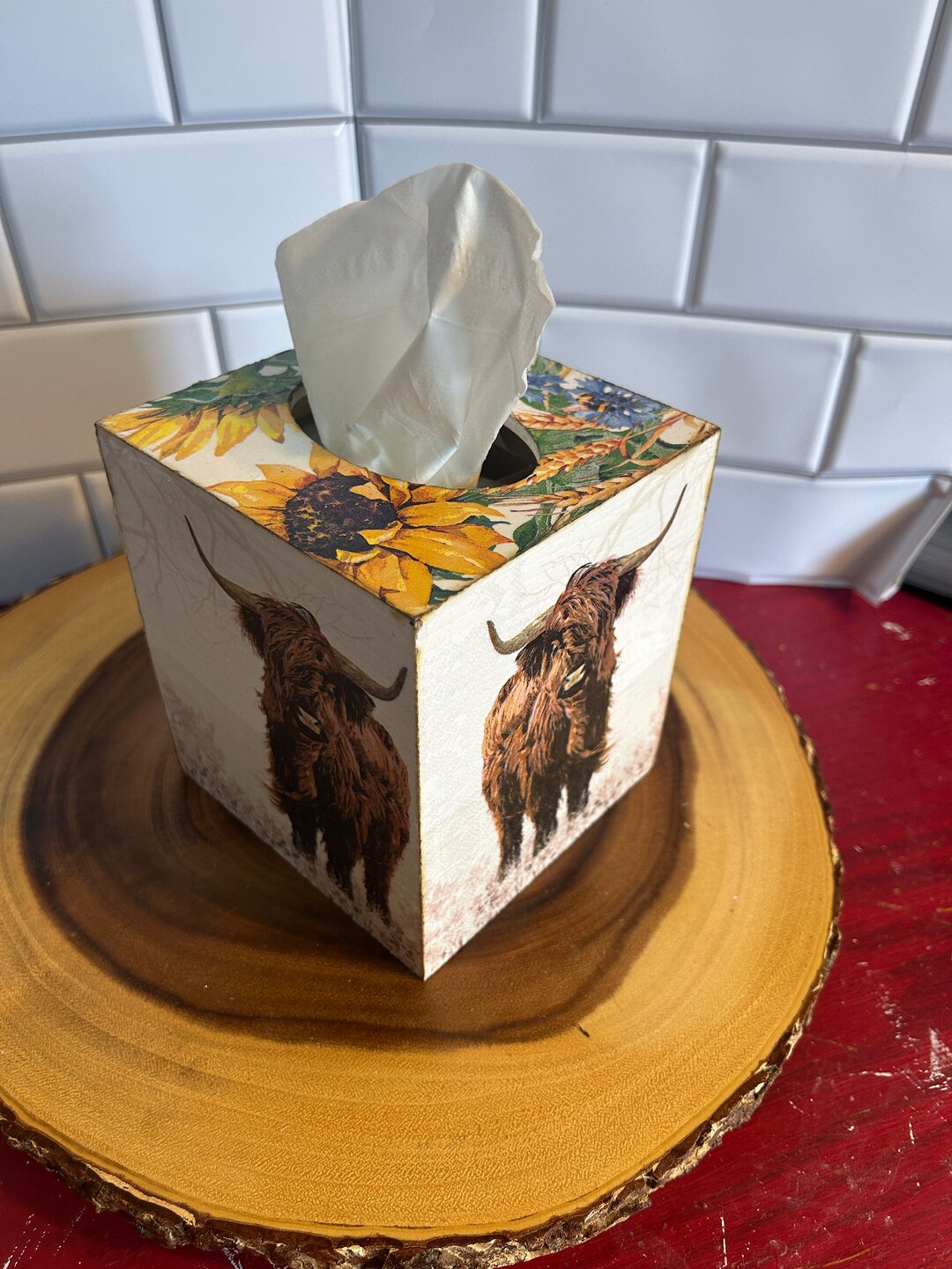 Highland Cow Square Tissue Box Cover Kleenex Box Holder Highlander Cow ...