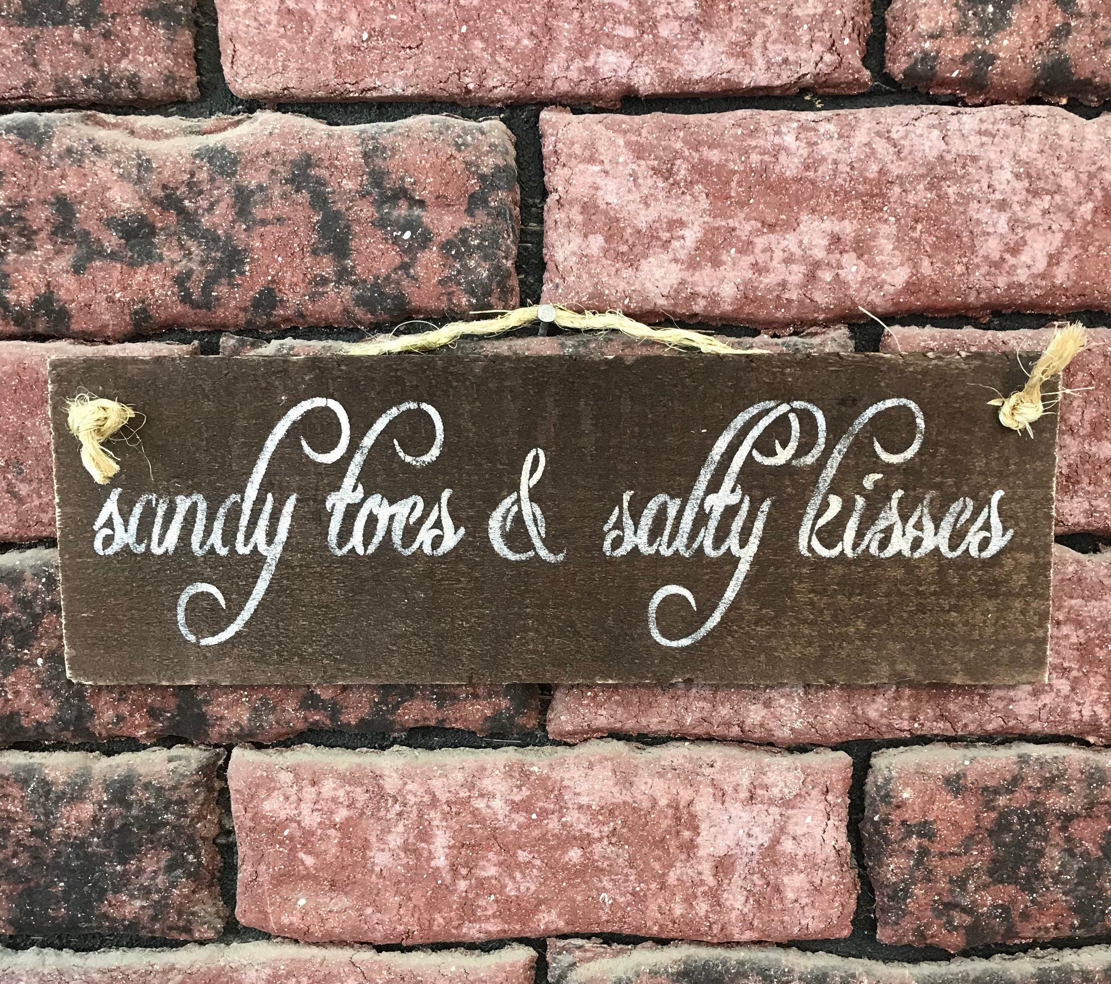 Sandy Toes and Salty Kisses Sign Beach Decor Pool Sign | Etsy