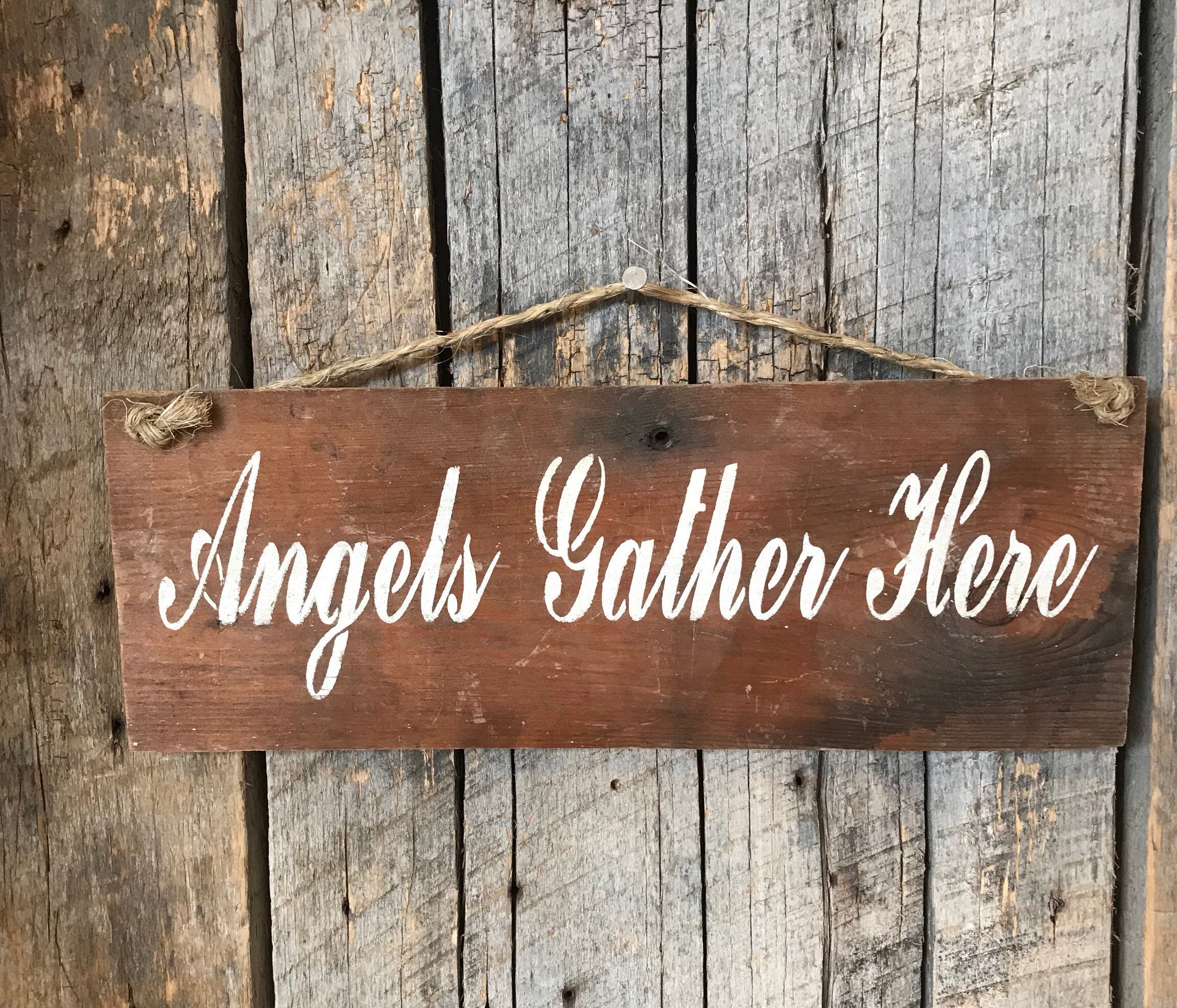 Angels Gather Here Sign Angel Sign Angel Gifts for Women | Etsy