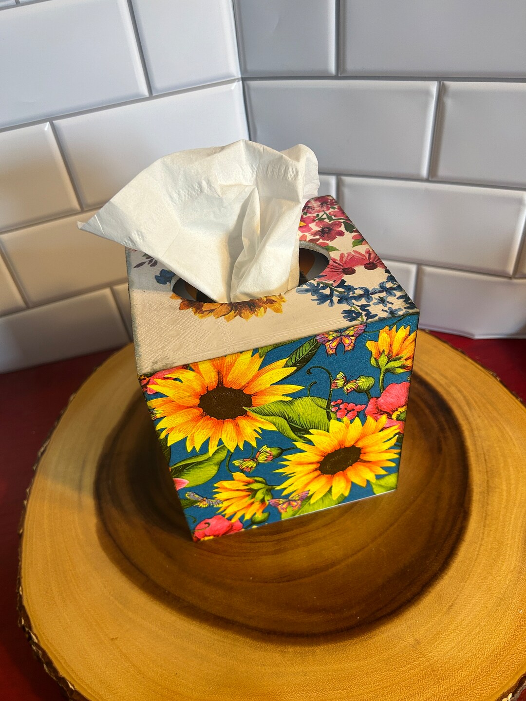 Square Sunflower Tissue Box Cover Kleenex Box Holder Made in Montana - Etsy
