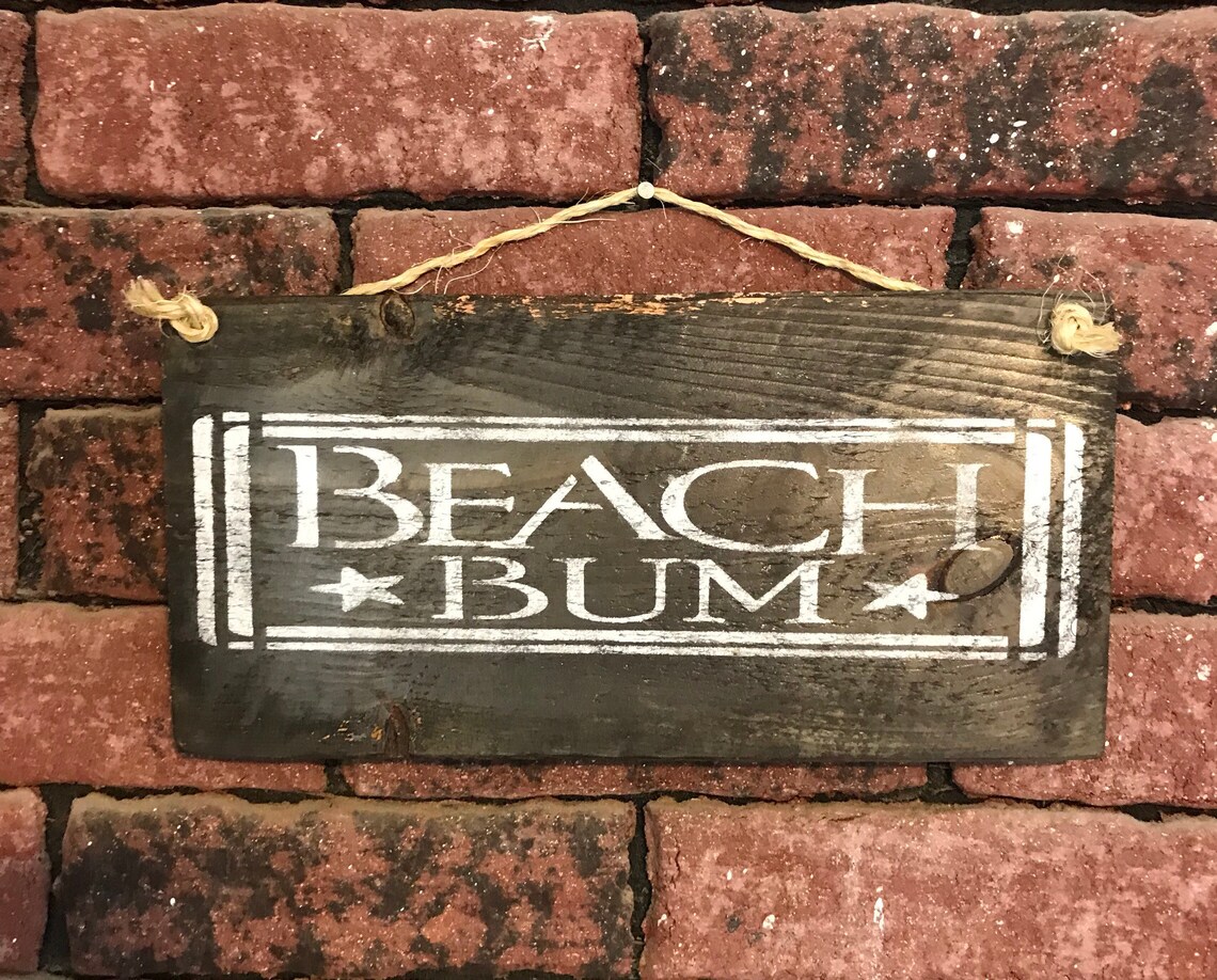 Beach Bum Sign Beach Wall Art Barn Wood Sign Beach Bum - Etsy