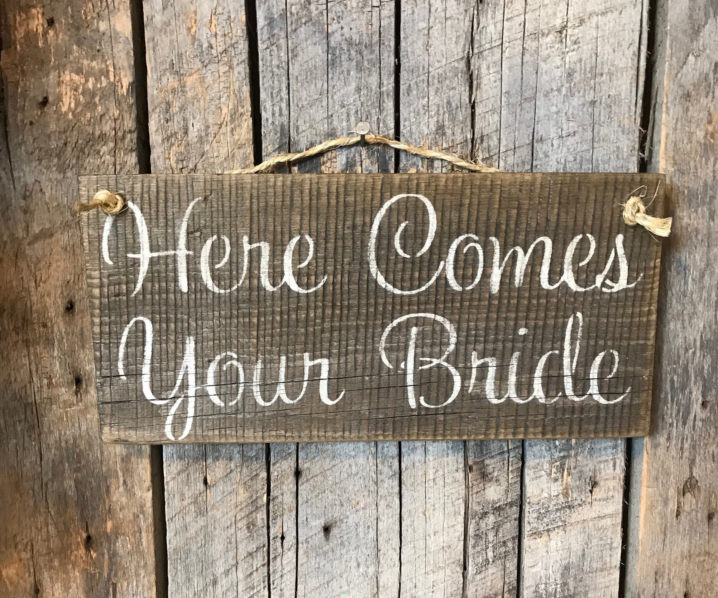 Here Comes Your Bride Sign Wedding Wall Art Wedding Sign | Etsy