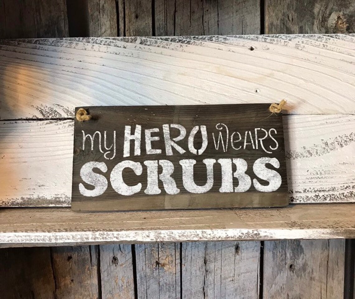 My Hero Wears Scrubs Sign Gift for Nurses Medical - Etsy