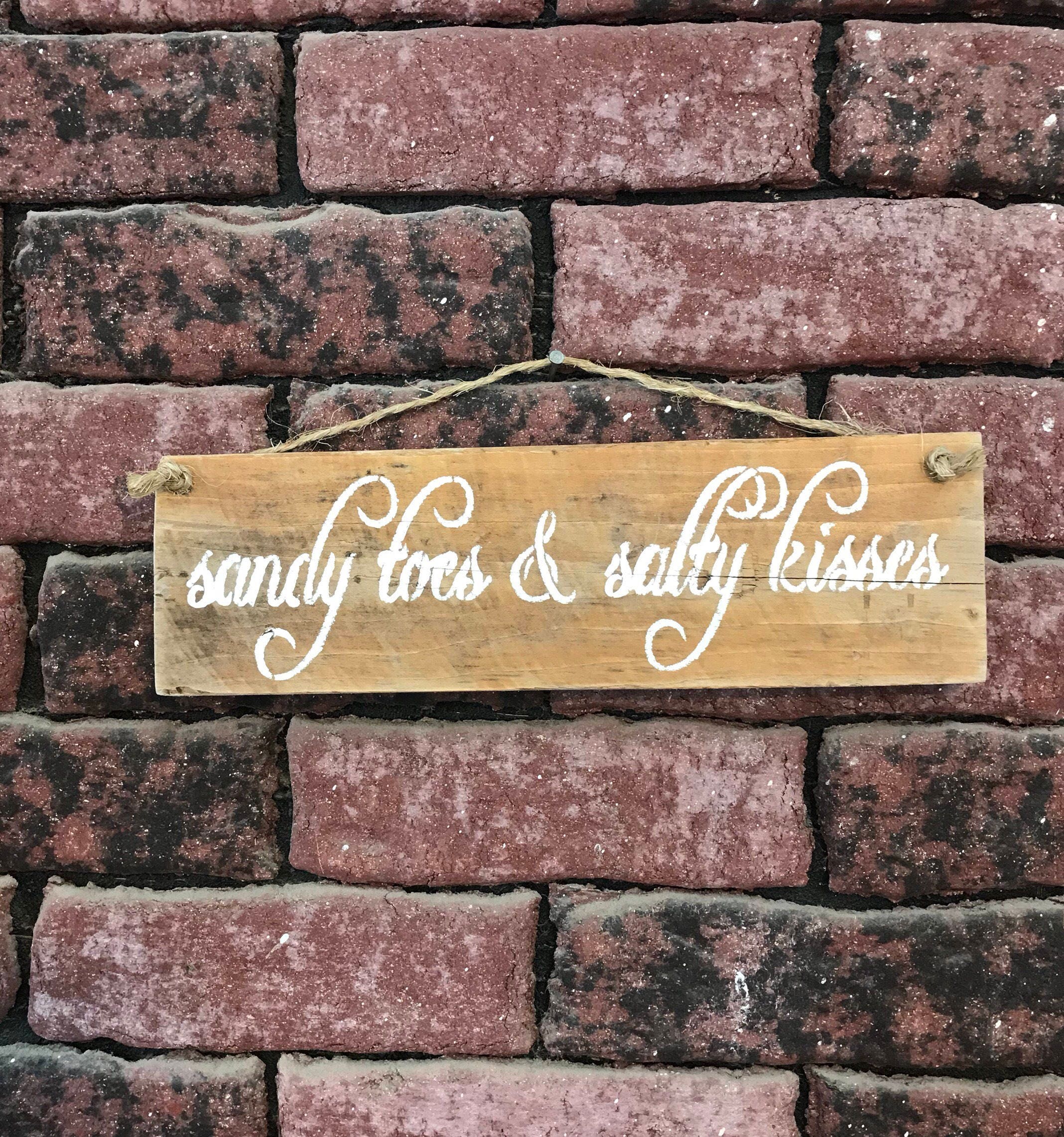 Sandy Toes and Salty Kisses Sign Beach Decor Pool Sign | Etsy