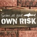 Swimming Pool Sign Swim at Your Own Risk Beware of Shark - Etsy