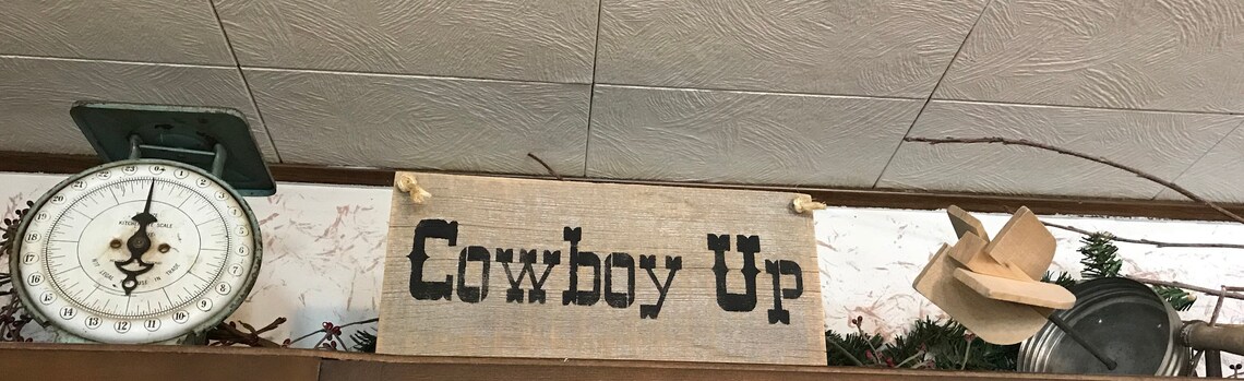 Cowboy up Wall Decor Barn Wood Sign Rustic Ranch Hanging - Etsy