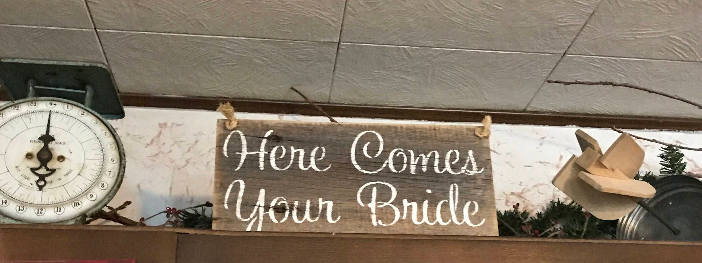 Here Comes Your Bride Sign Wedding Wall Art Wedding Sign | Etsy