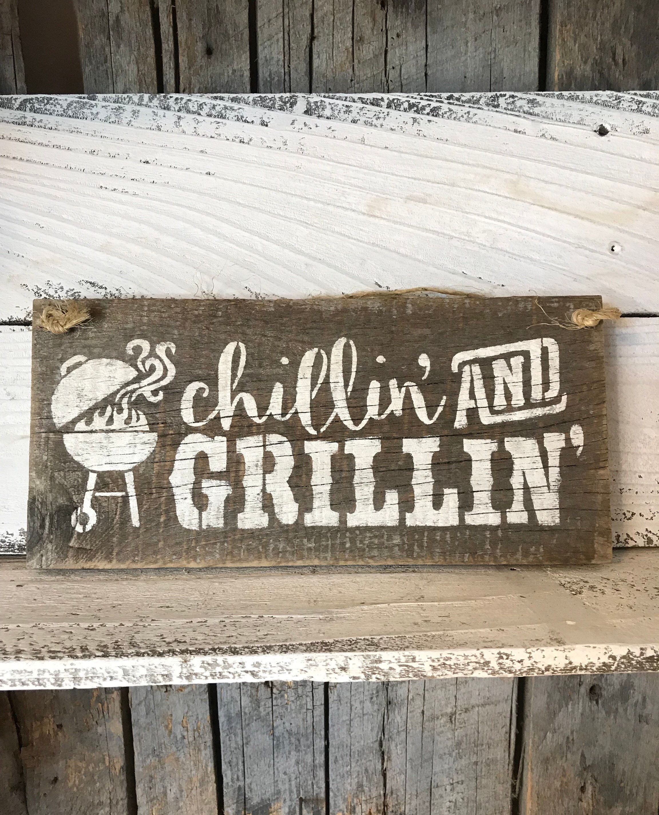 Chillin And Grillin Sign Porch Signs Patio Wall Decor | Etsy