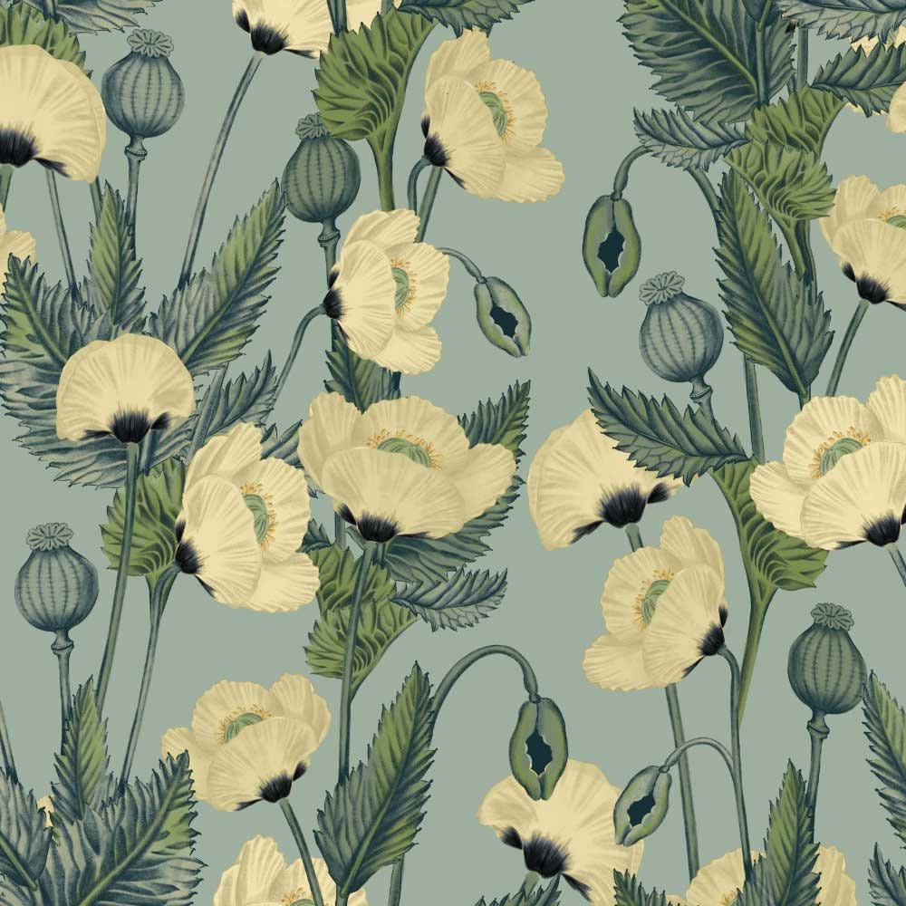Blue Poppy Wildflower Wallpaper Poppies Floral Botanical Eco - Etsy