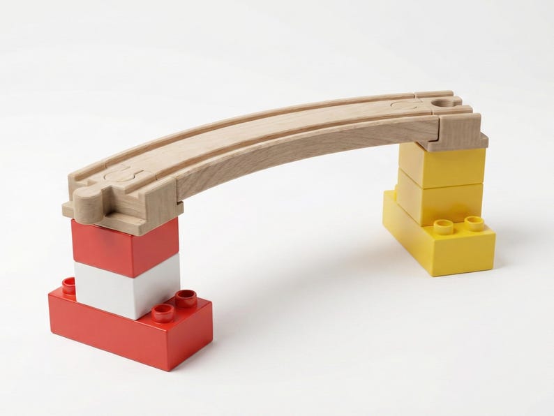 Wooden Train Toy Connector Stackable With Duplo Bricks — Compatible ...