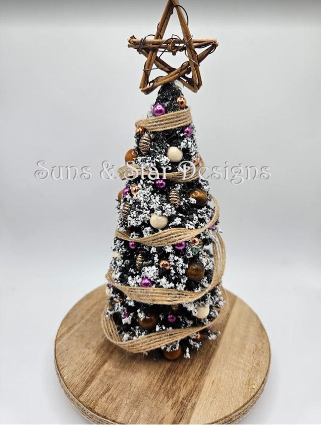 Flocked Rustic Tabletop Christmas Tree - Browns, Copper & Purple - Etsy